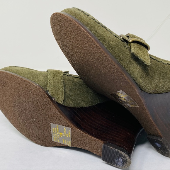 Bakers | Shoes | Bakers Wedge Heels Green Suede Buckle | Poshmark